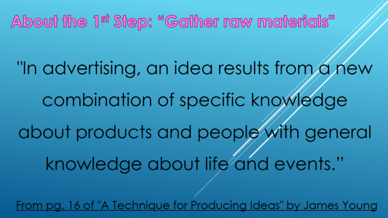 5 Steps: “A Technique for Producing Ideas” (Written by James W. Young ...